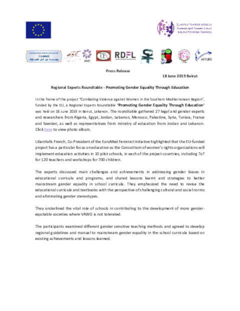 Regional Experts Roundtable on Promoting Gender Equality Through ...