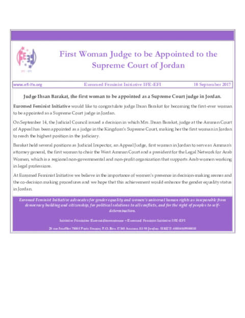 First Woman Judge to be Appointed to the Supreme Court of Jordan ...